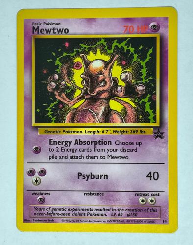 Mewtwo 14 Black Star Movie Promo WOTC Wizards Of The Coast Pokemon Card ...