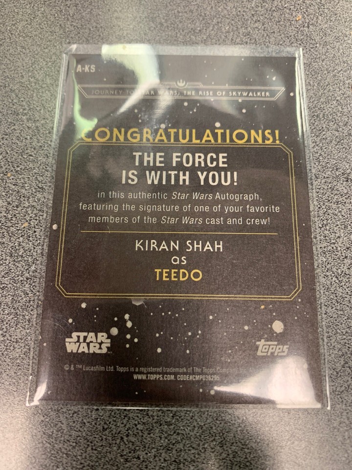 KIRAN SHAH TEEDO Autograph 2019 Topps Star Wars Rise of Skywalker ...
