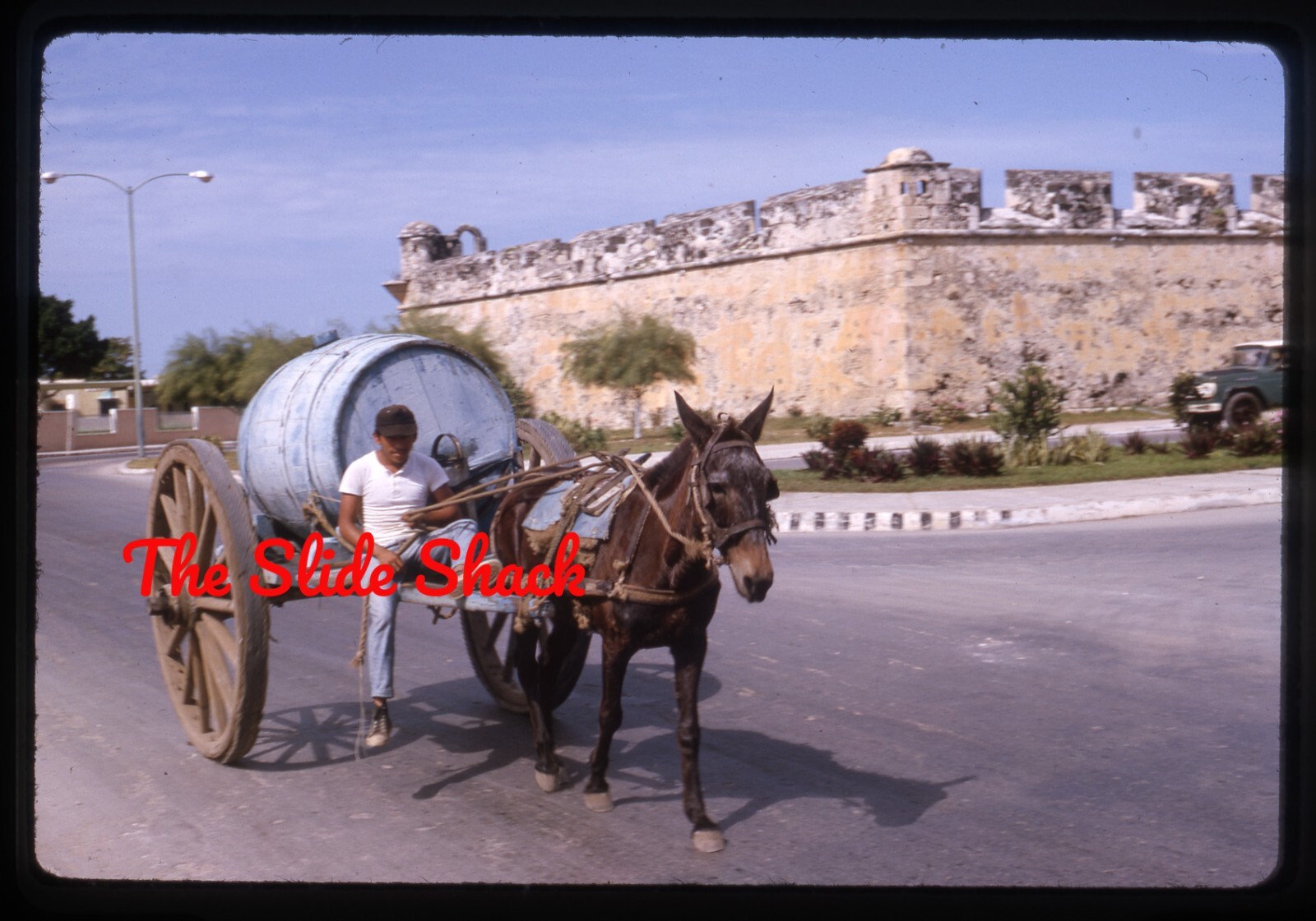 Campeche Mexico street scene milkman with Burro cart 1966 Kodachrome ...