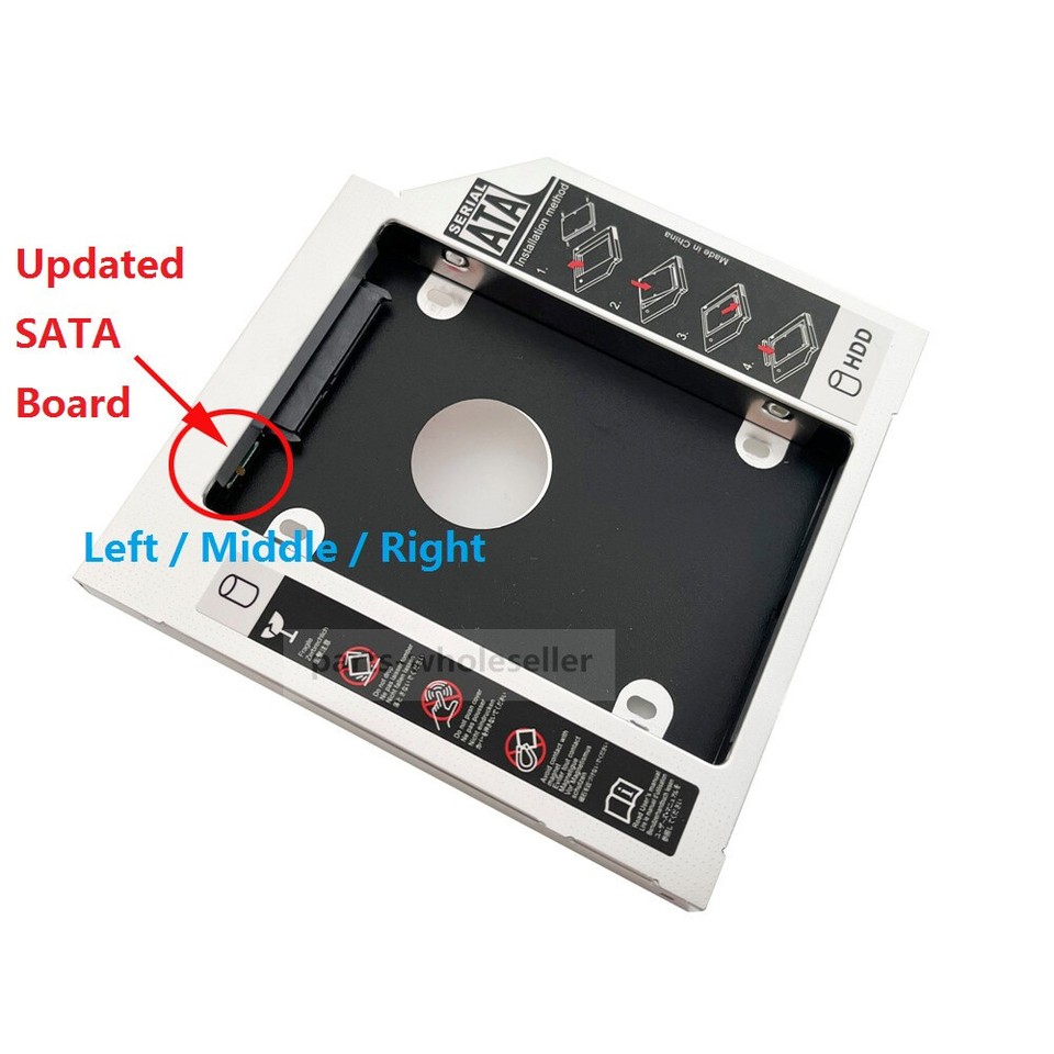 SATA 2nd HDD SSD Hard Drive Caddy for 12.7mm Universal CD / DVD-ROM ...