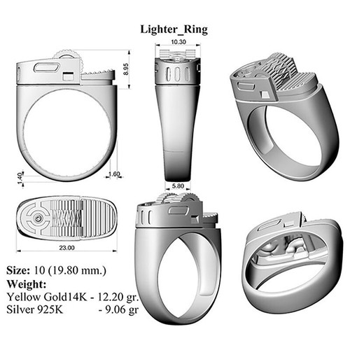 Lighter Ring for Men Women Vintage Punk Jewelry Gold/Silver Color Hip ...
