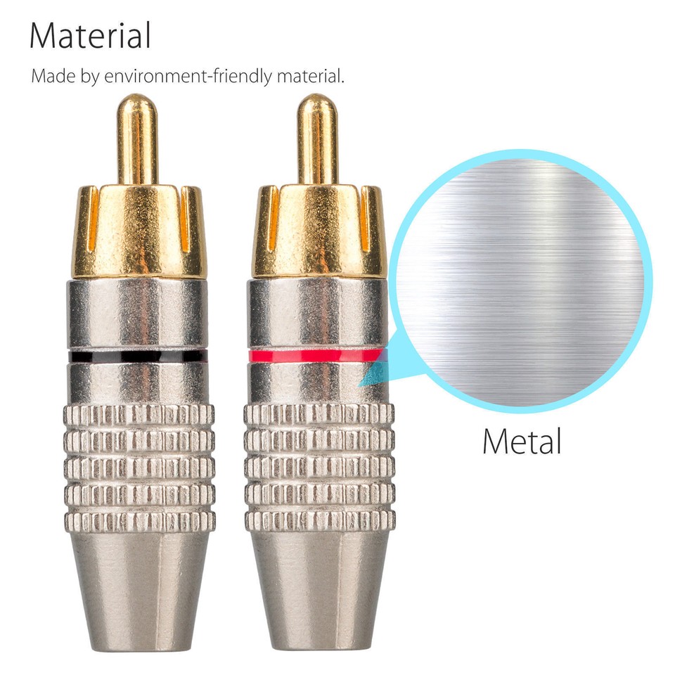 20/40 Pair RCA Male Plug Solder Gold Audio Video Adapter Phono Cable ...