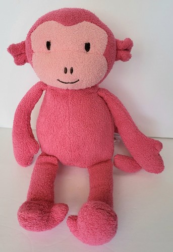 ANIMAL ADVENTURE BRIGHT HOT PINK PLUSH MONKEY LT. PINK FACE 12" STUFFED ...