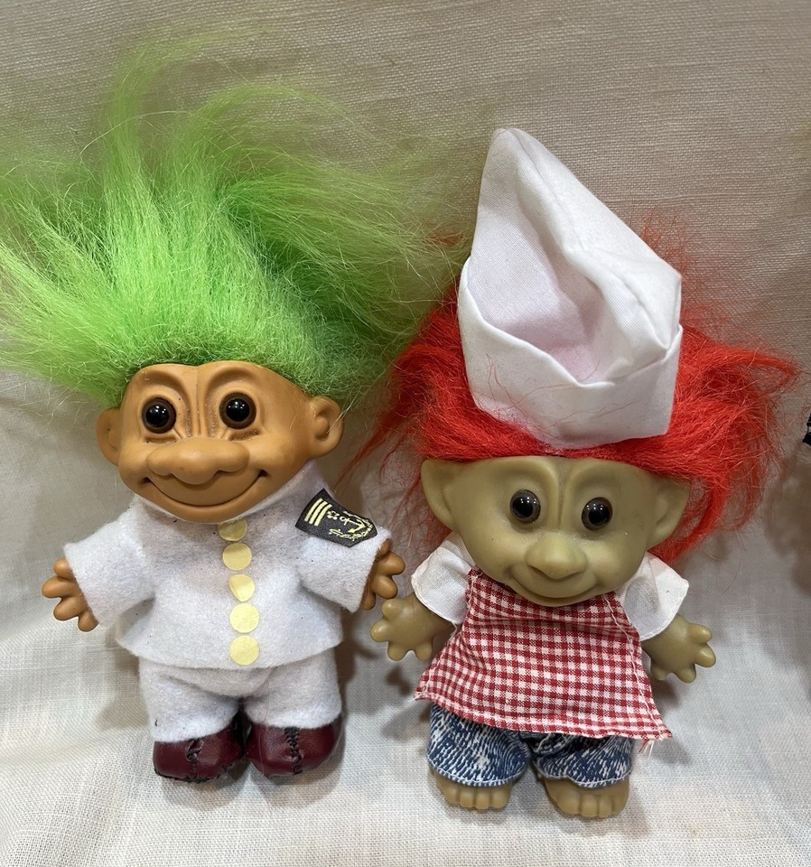 4 Vintage Russ Troll Dolls CHEF - SAILOR - LUCKY TROLL SPAIN ...