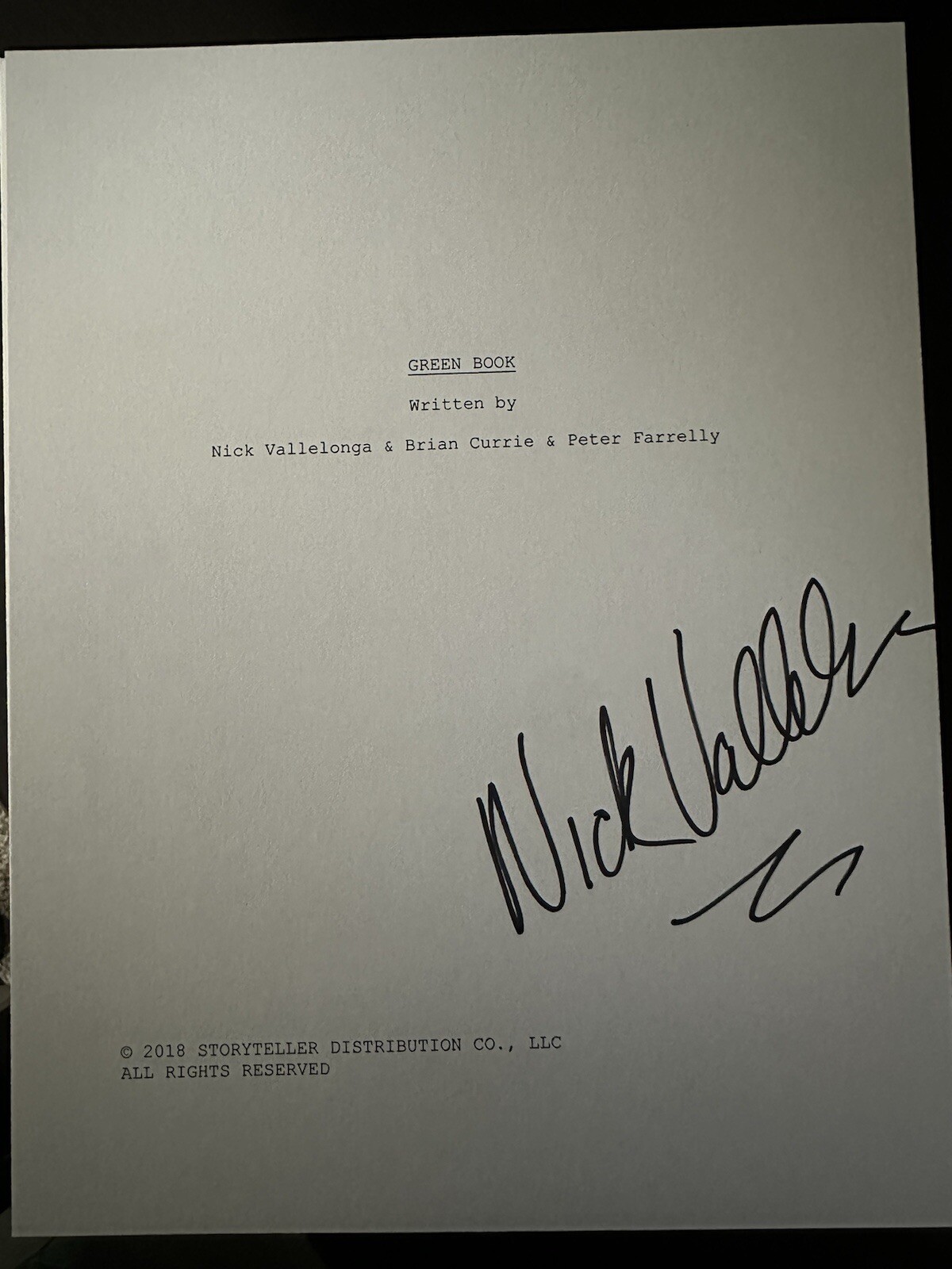 GREENBOOK - MOVIE SCRIPT- SIGNED BY NICK VALLELONGA | eBay