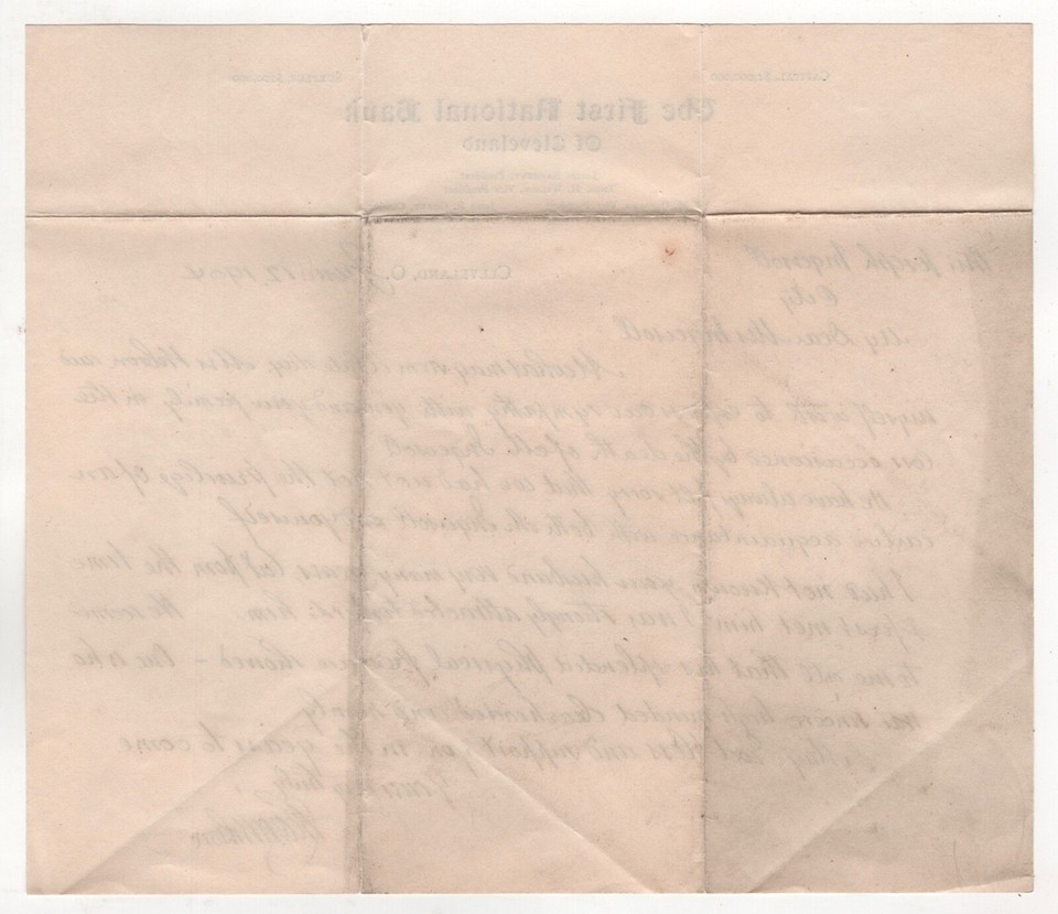 1904 FIRST NATIONAL BANK OF CLEVELAND LETTERHEAD JAMES BARNETT§add Kl ...