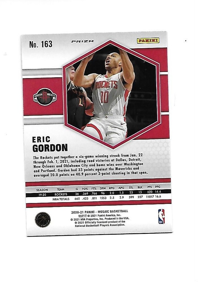 2020-21 PANINI MOSAIC Reactive Yellow ERIC GORDON (Rockets) | eBay