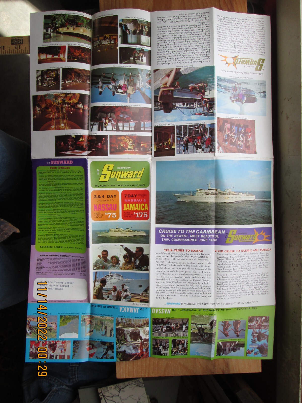 ms sunward nassau jamaica deck plans brochure 1968 | eBay