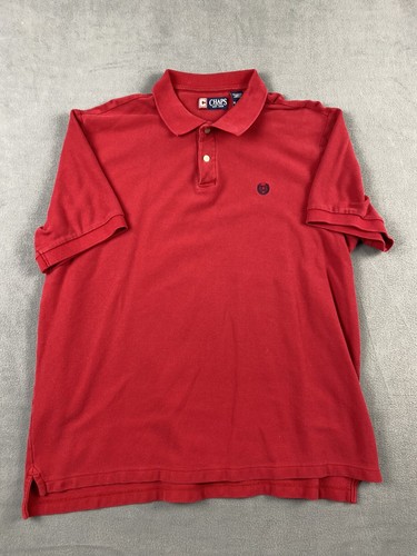 Chaps Polo Shirt Mens XL Red Short Sleeve Pullover Navy Blue Logo ...
