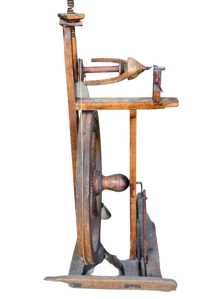 Antique Wood Primitive Spinning Wheel Exquisite Wooden Upright | eBay