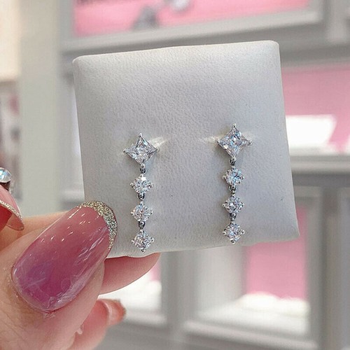 NEW AUTHENTIC Pandora Sparkling Round & Square Drop Earrings 290045C01 ...