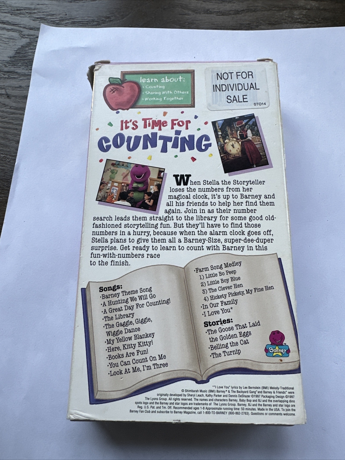 Barney - It's Time For Counting VHS 1997 White Tape Rare | eBay