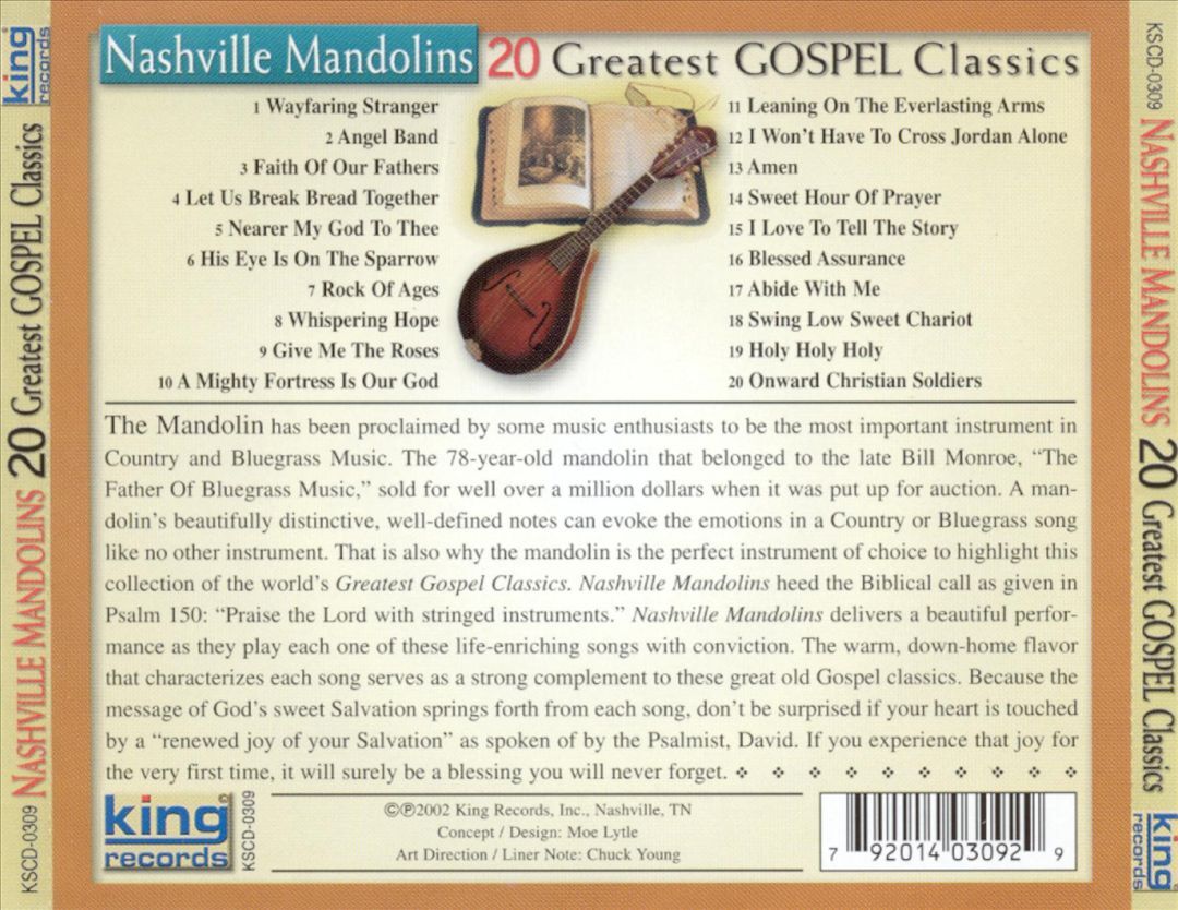 NASHVILLE MANDOLINS 20 GREATEST GOSPEL CLASSICS NEW CD 792014030929| eBay