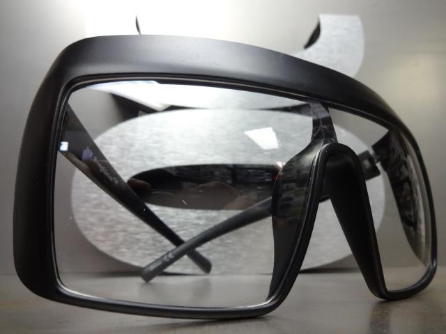 OVERSIZED EXAGGERATED Modern Retro SHIELD Clear Lens EYE GLASSES XL ...