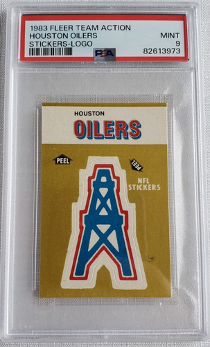 1983 Fleer Team Action Houston Oilers Stickers Logo Card PSA 9 Mint a ...