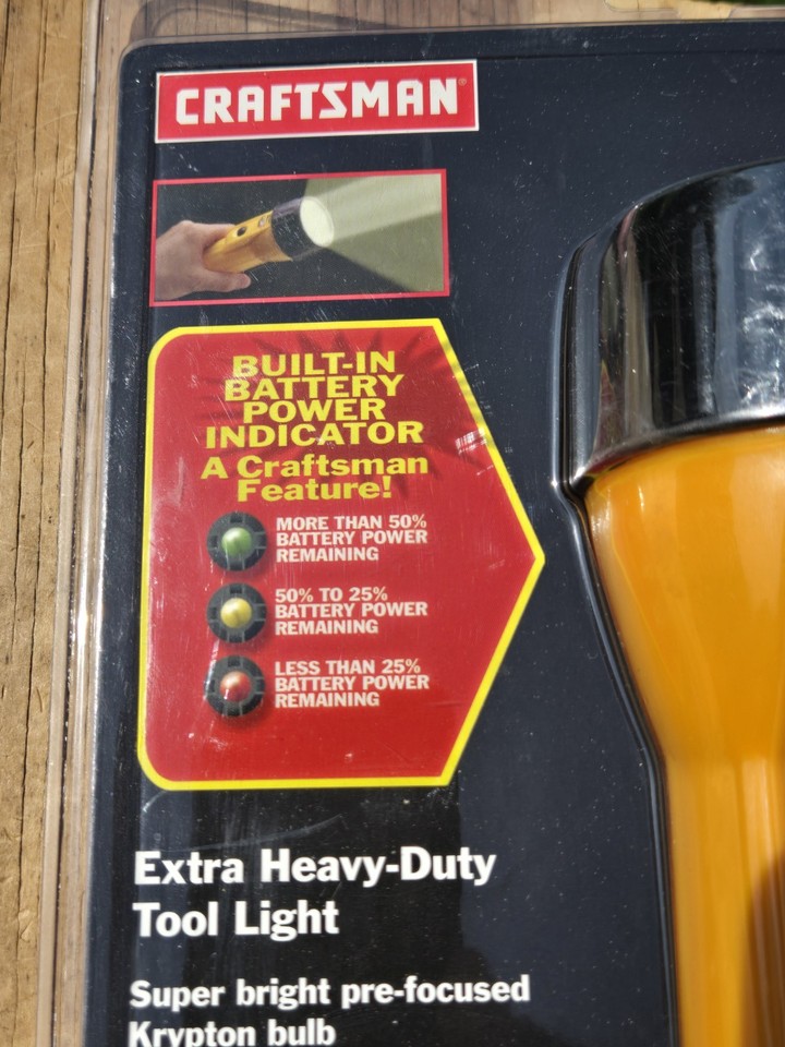 Vntg NOS Craftsman Industrial Yellow Flashlight Heavy-Duty Tool Light ...