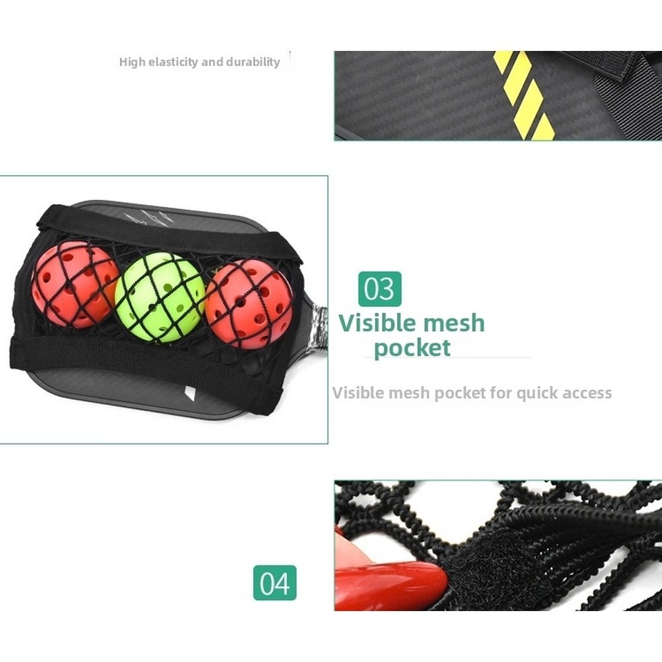 For Training Pickleball Mesh Bag Secure Buckle Closure Elastic Paddle ...