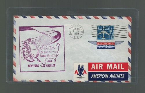 US First Flight Cover American Airlines Label NY to Los Angeles 1959 US ...