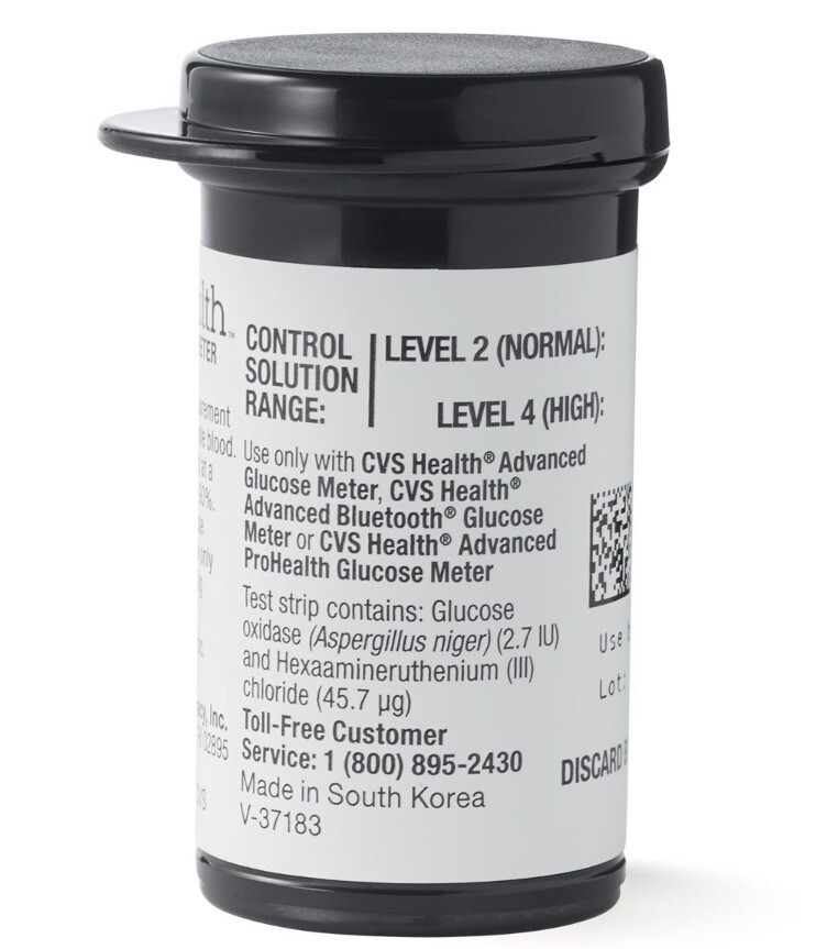 CVS Health Advanced Glucose Meter Test Strips, 100 CT – Exp 1/2027 ...