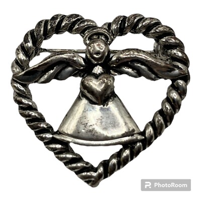 Vintage Heart Angle pewter brooch pin (34) | eBay