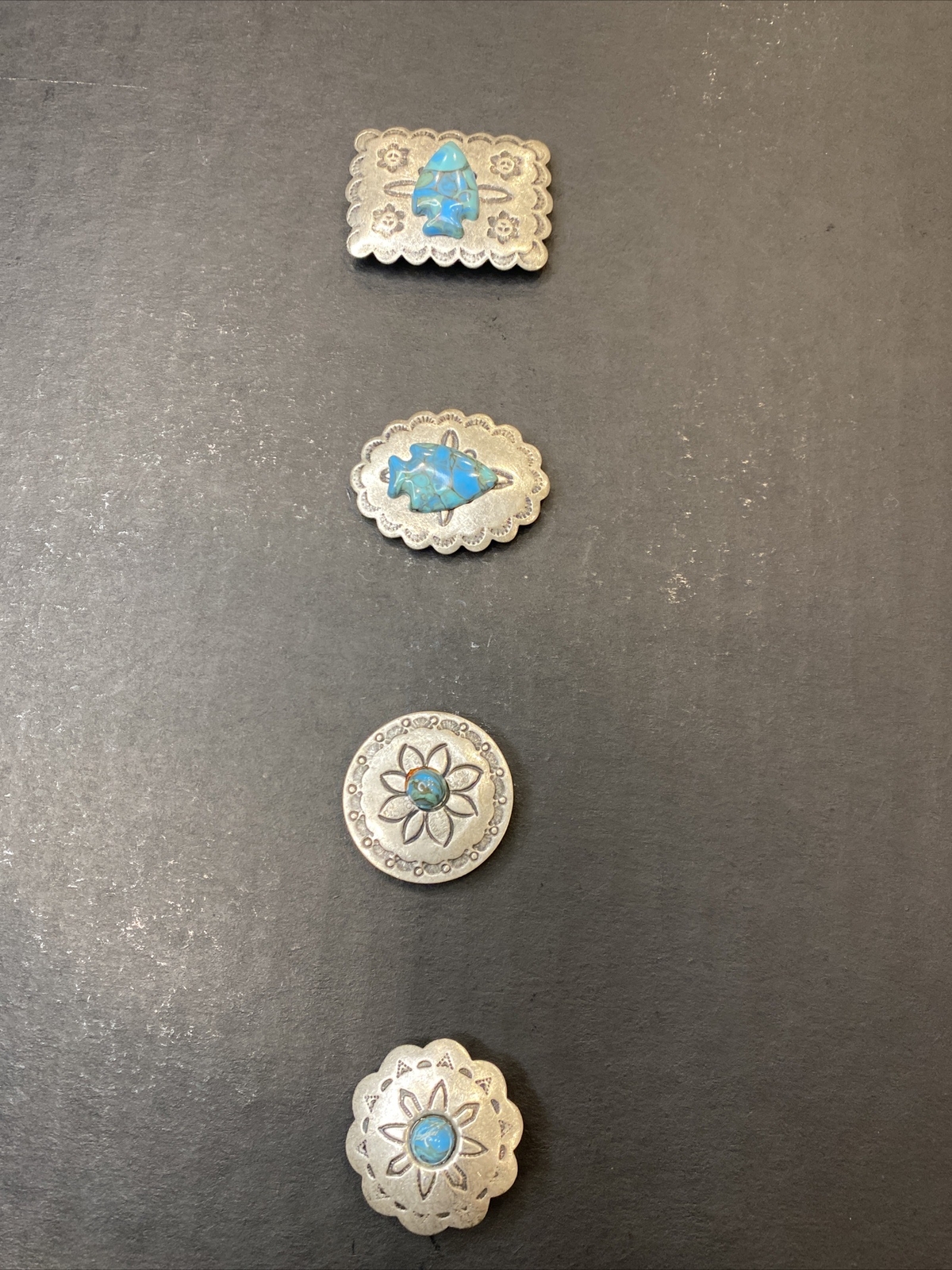 Set of Vintage Silver Plate Turquoise Native American Button Covers | eBay