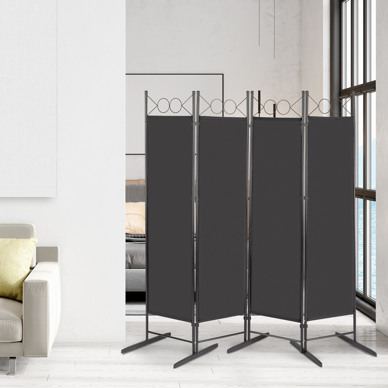 6FT 4 Panel Room Divider Folding Privacy Screen Home Office Separator 2 ...