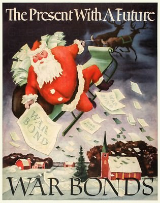 WW2 Christmas Propaganda Poster - Military Santa, War Bonds, WW2 US ...