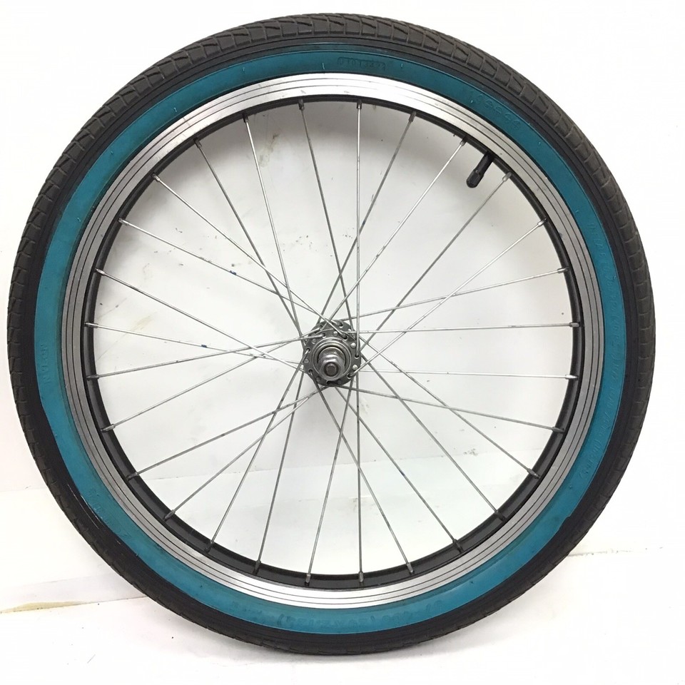 20" Bicycle Front Black Wheel Alloy 2.125" Blue Wall Tire Kids BMX Bike ...