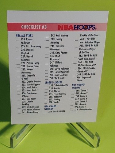 1994-95 NBA Hoops Basketball Checklist 3 #300 #224-300 CL | eBay