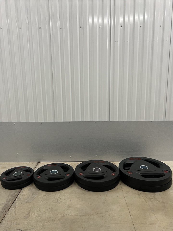 100KG Set Tri-Grip Weight Plates (Olympic 50mm) Rubber Coated Weights ...