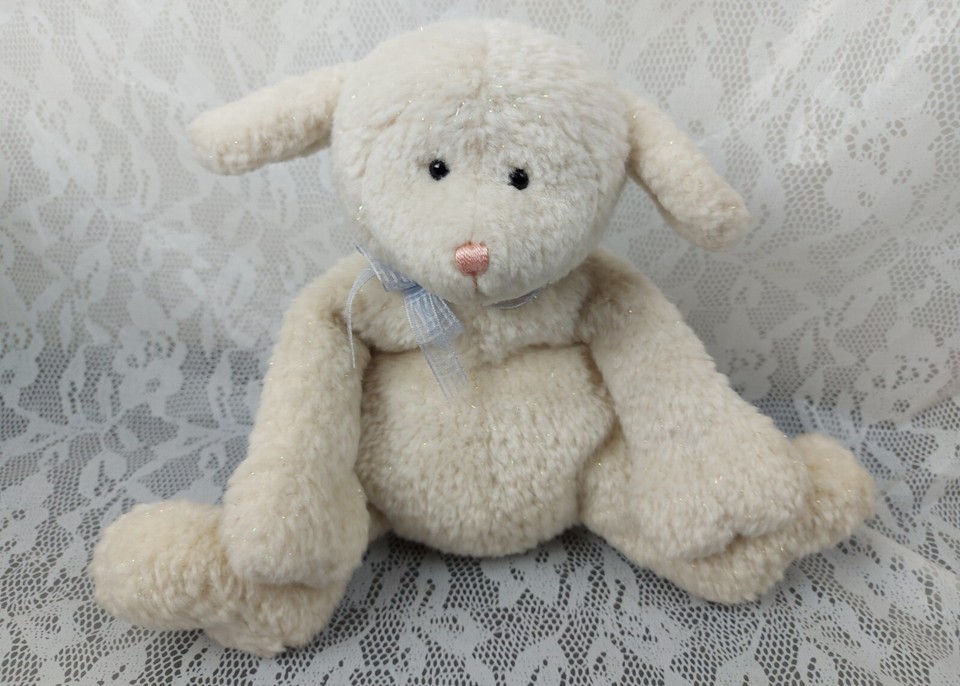 Gund FLOPPITY Lamb Sheep White Purple Bow 11" Plush Stuffed Animal Toy ...