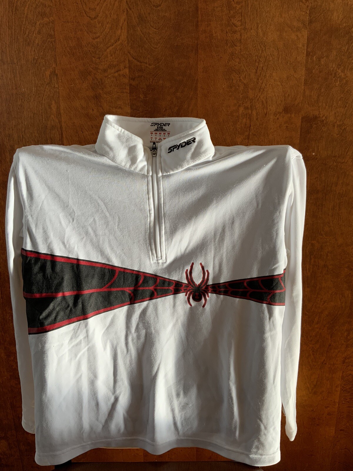 Spyder Kids L 1/4 zip White with Black & Red Spyder on front Long ...