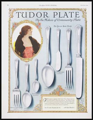 Vintage 1924 Oneida TUDOR PLATE Flatware "Queen Bess" Pattern PRINT AD ...