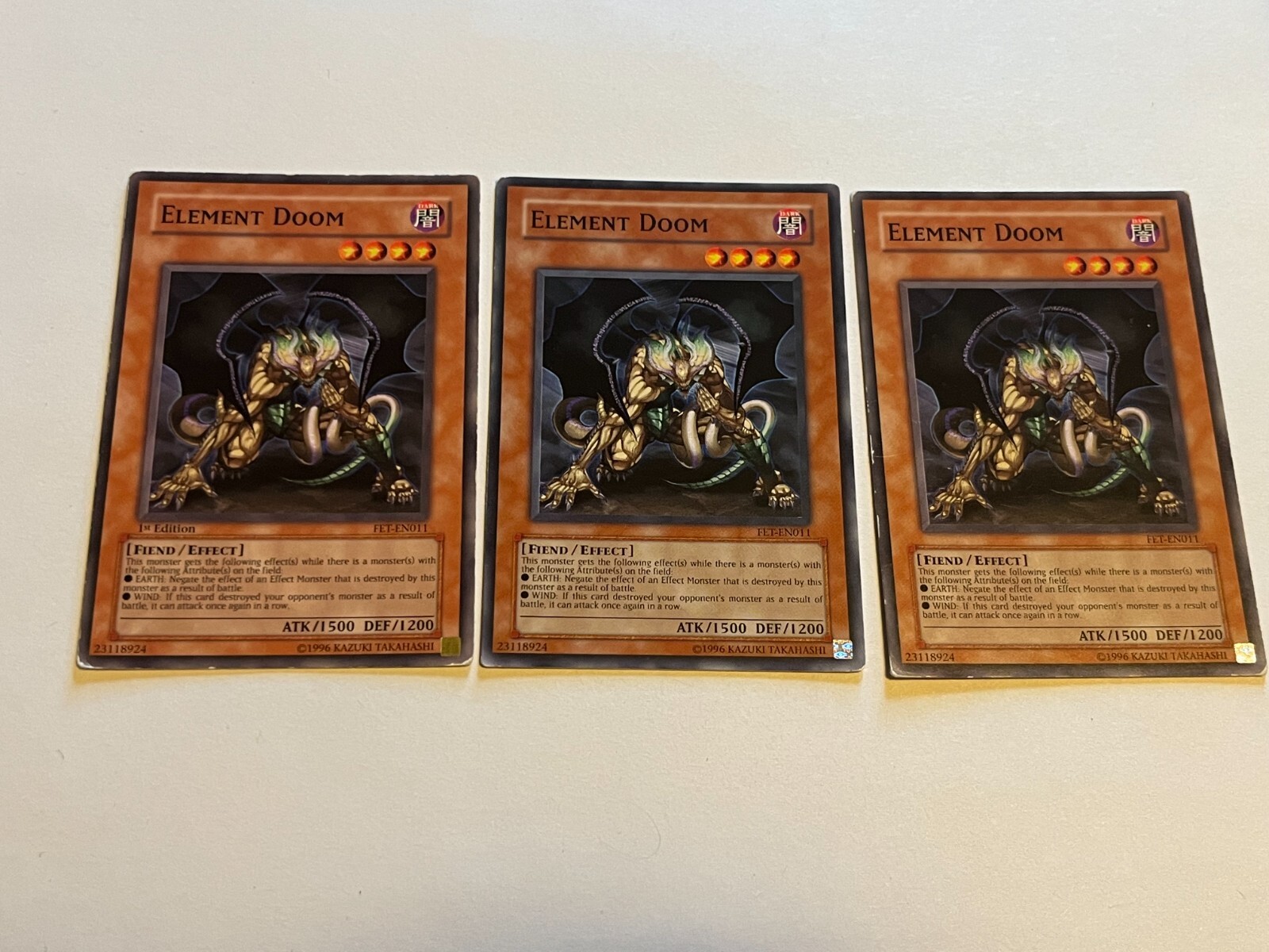 3x Element Doom FET-EN011 Yugioh Yu Gi Oh! 3 x3 Playset Mixed | eBay