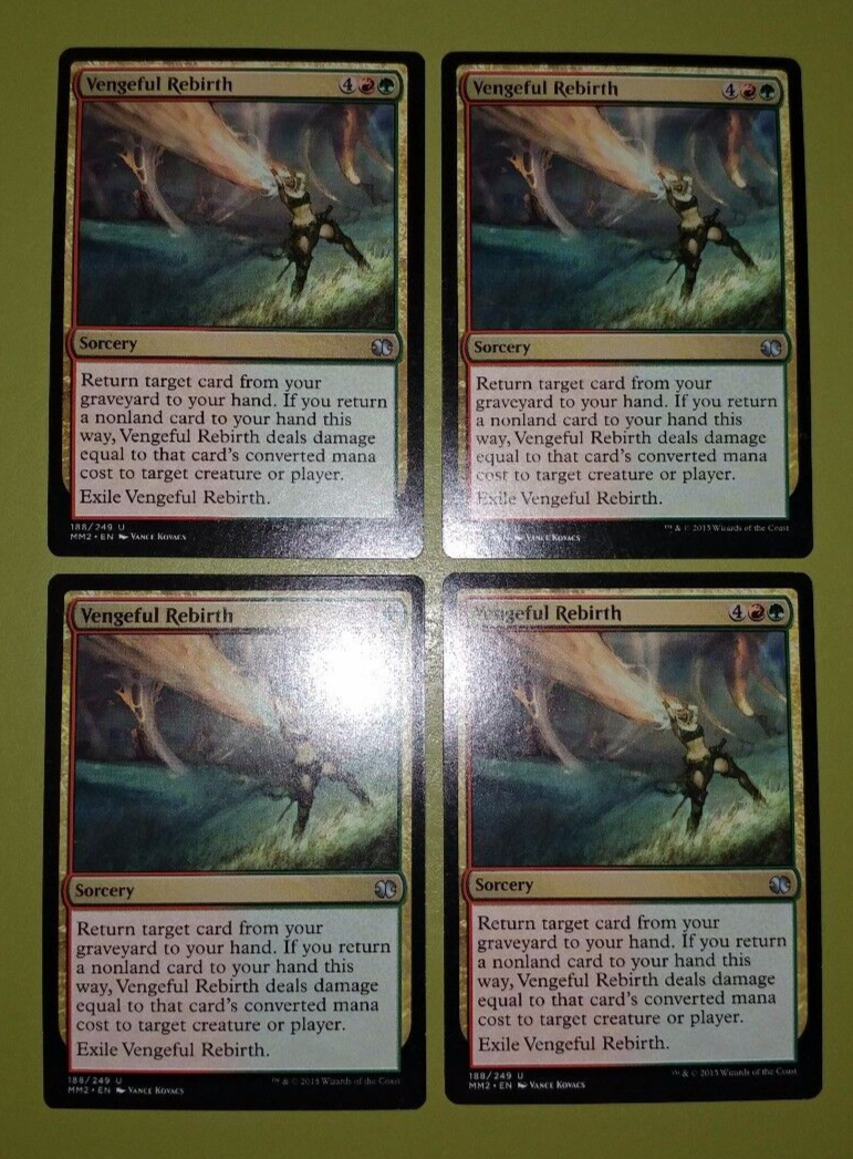 Vengeful Rebirth x4 Modern Masters 2015 4x Playset Magic the Gathering ...
