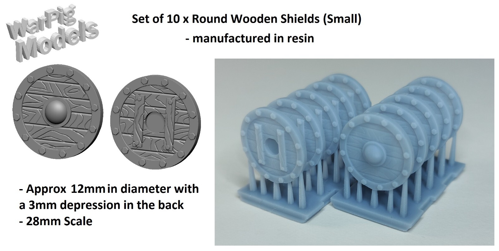 Shields x10 Wooden Round 28mm - 32mm Scale Fantasy Oldhammer Dwarf ...