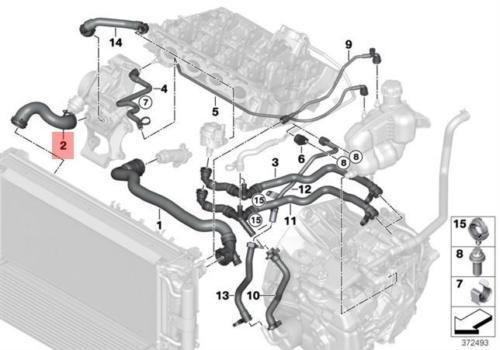 OEM BMW Mini F45 F46 F55 Upper Hose for Radiator Thermostat 7617364 ...