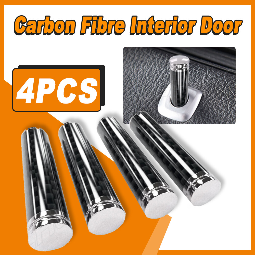 4 Pcs Black Auto Real Carbon Fibre Car Truck Interior Door Lock Knob ...