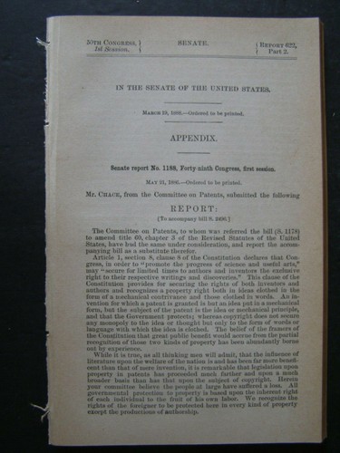 Gov Report 1888 Committee on Patents Promote Progress of Science ...