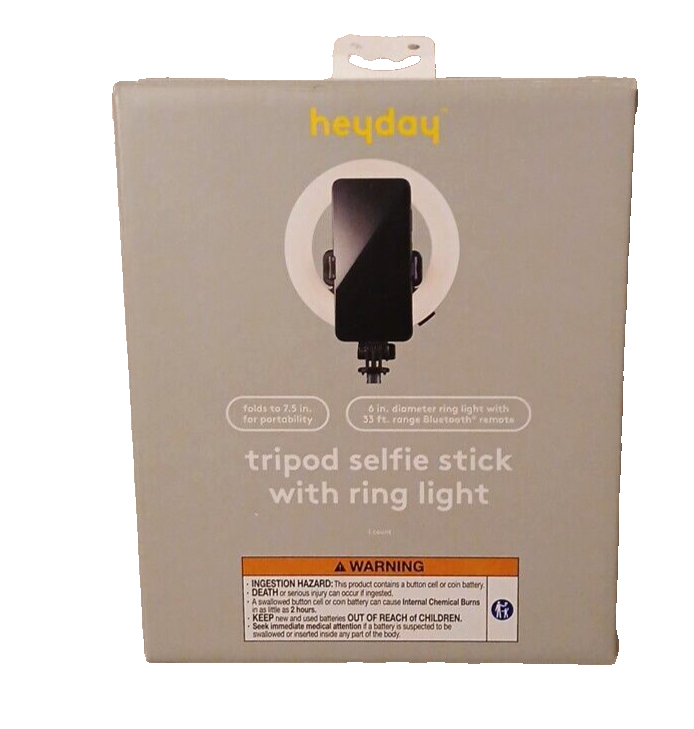 Heyday tripod selfie stick with ring light folds to 7.5 in. for ...