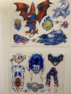 2 Sheets Adam Puckett Tattoo Johnny Tattoo Flash Wall Art Snake Dragon ...