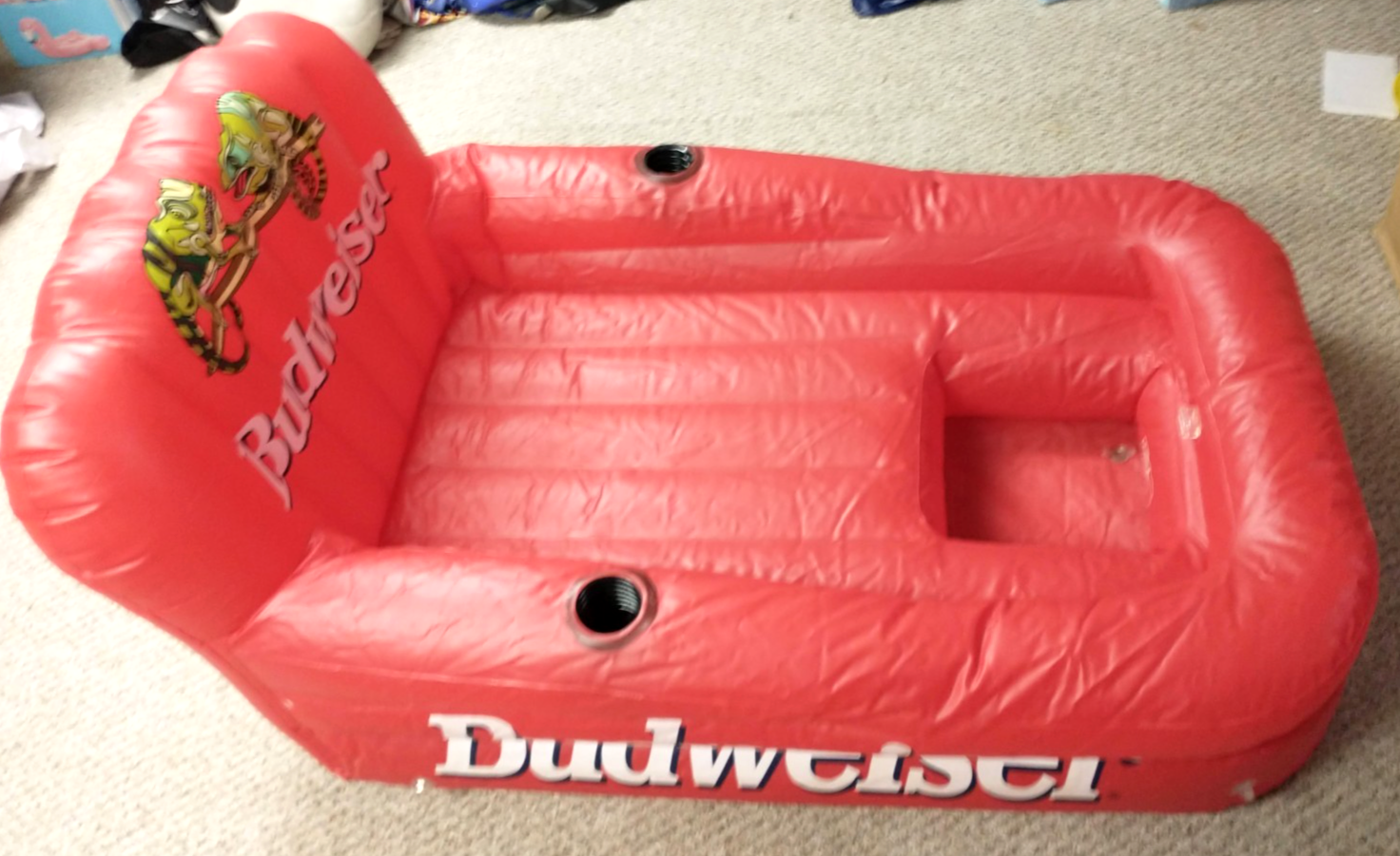 Sevylor Budweiser Inflatable Lizard Lounge *READ* 6 ft Blow Up Pool ...