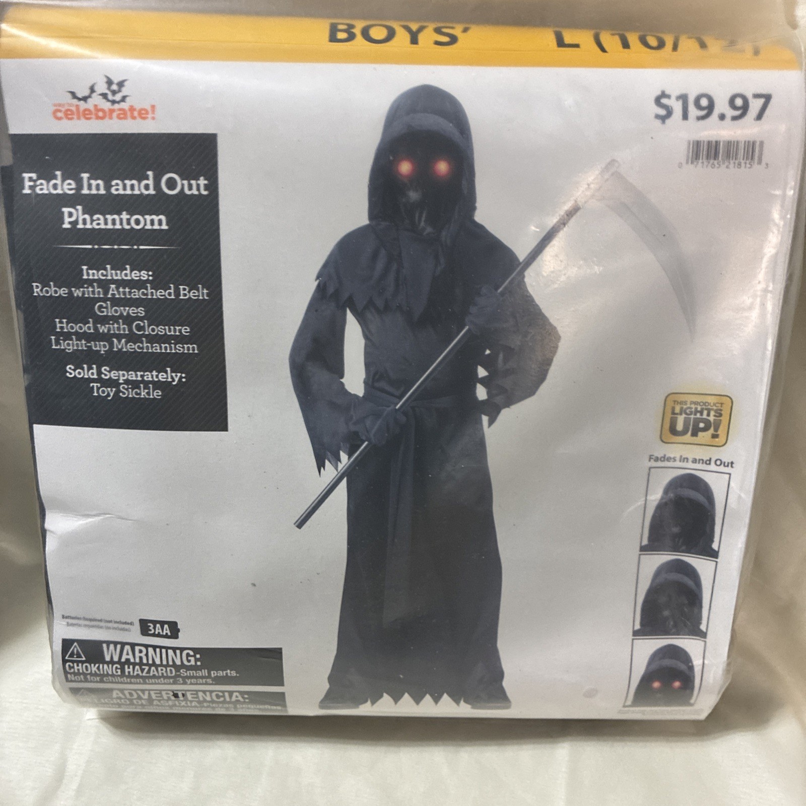 Fade In & Out Phantom Light Up Halloween Costume Phantom Boys Size ...