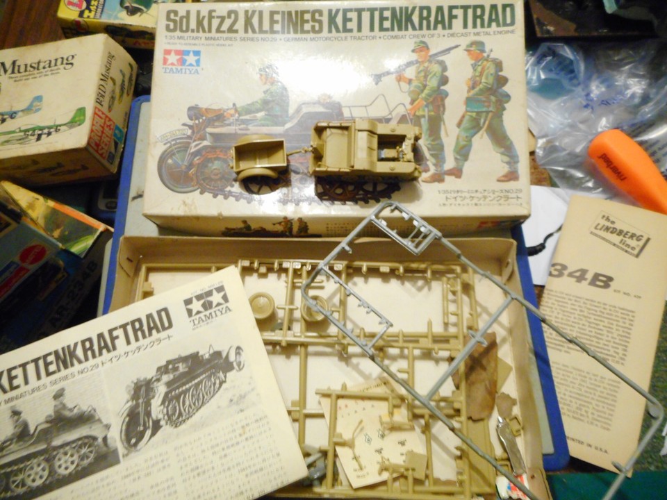 LOT 14 VINTAGE MODEL KIT&BOXES MI-79 TANK TRANPT KETTENKRAFTRAD PLANES ...