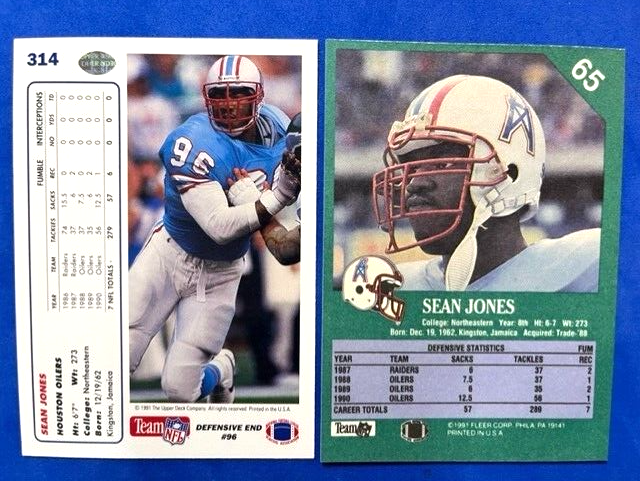 NFL - Sean Jones 1991 Upper Deck & 1991 Fleer Football - Oilers | eBay