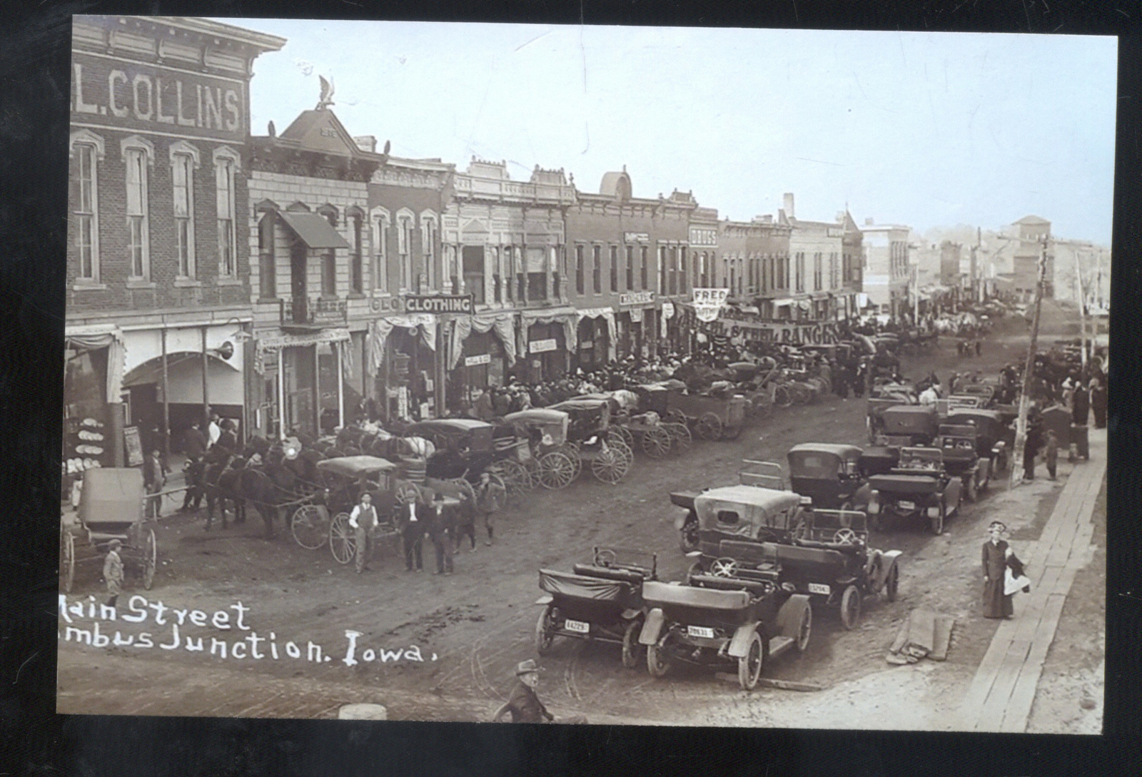 REAL PHOTO COLUMBUS JUNCTION IOWA DOWNTOWN STREET SCENE IA POSTCARD ...
