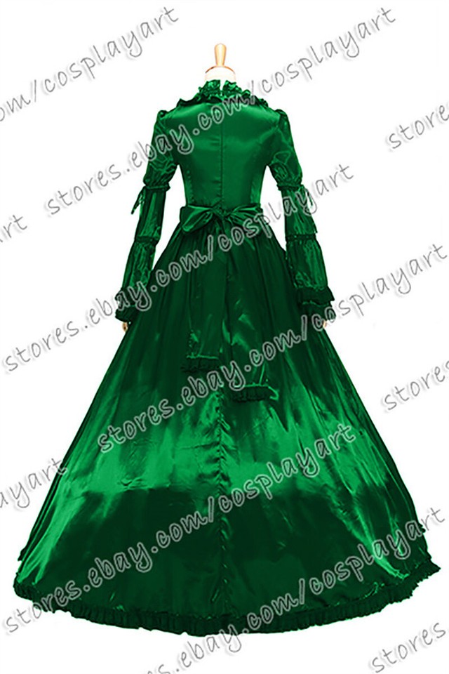 Lady Victorian Gothic Punk Ruffles Velvet Cute Ball Gown Wedding Formal ...