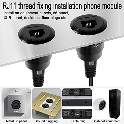 RJ11 Embedded Threaded Fixed Mount Adapter CAT3 RJ11 6P4C Female to ...