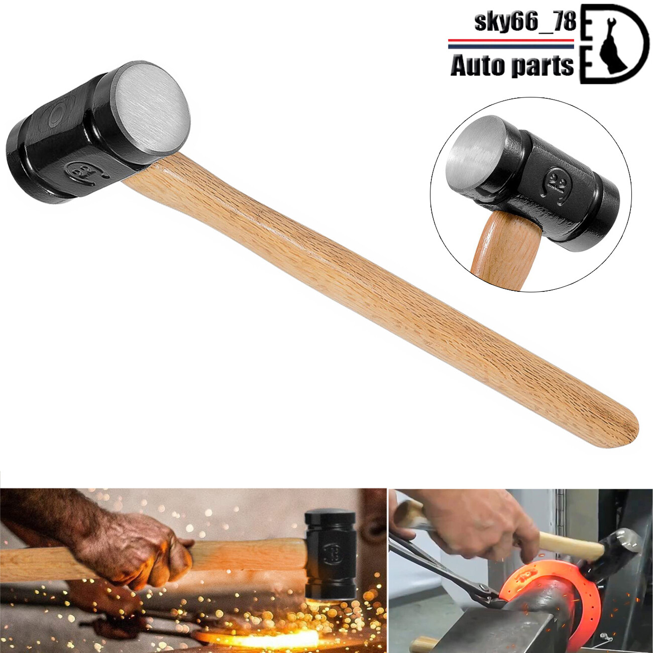 36OZ Rounding Hammer 61B for Handmade Farrier Forge Blacksmith Knife ...