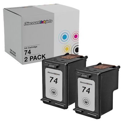 2 Black Ink 74 Print Cartridge for HP CB335WN Photosmart C4280 C4480 ...